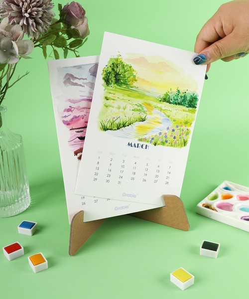 12-Month Watercolor Calendar Set For 2026 - Grabie®