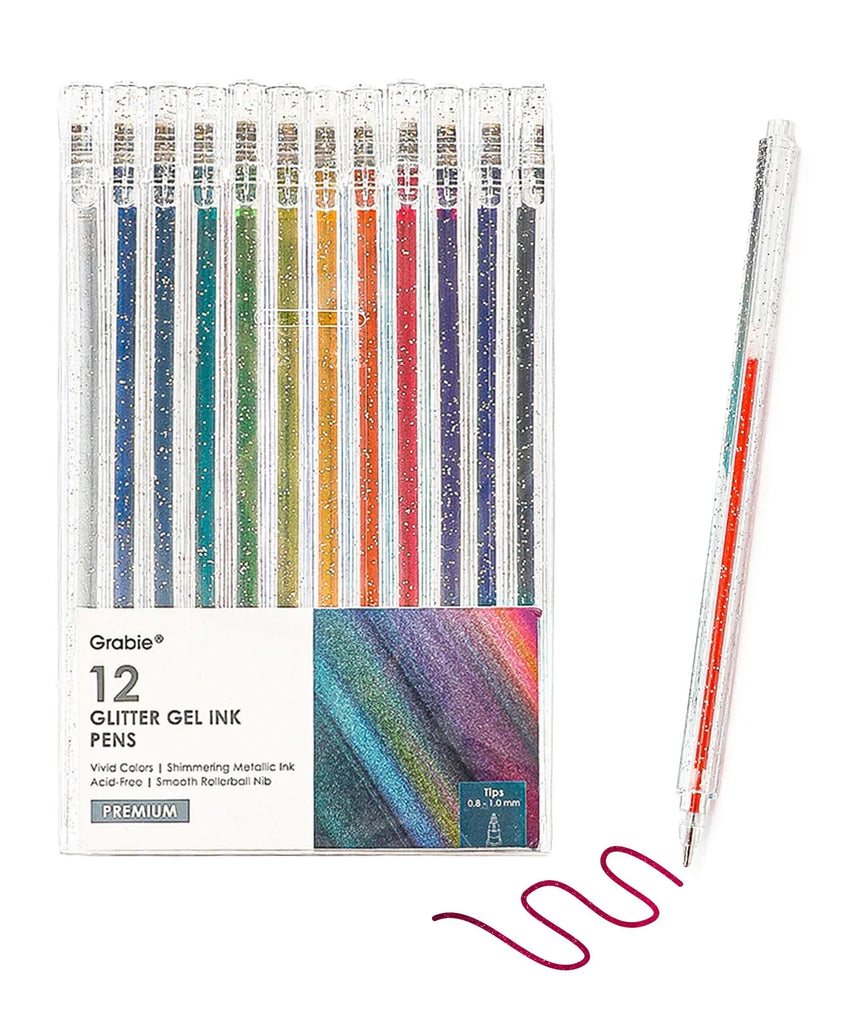 Grabie Capped Iridescent Glitter Gel Ink Pen Set Of 12 - Grabie®