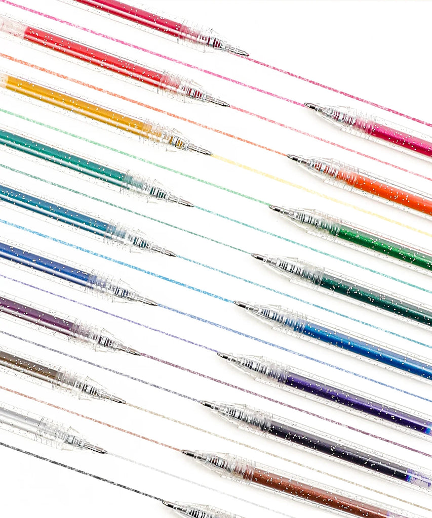 Retractable Glitter Gel Ink Pen Set Of 18 - Grabie®