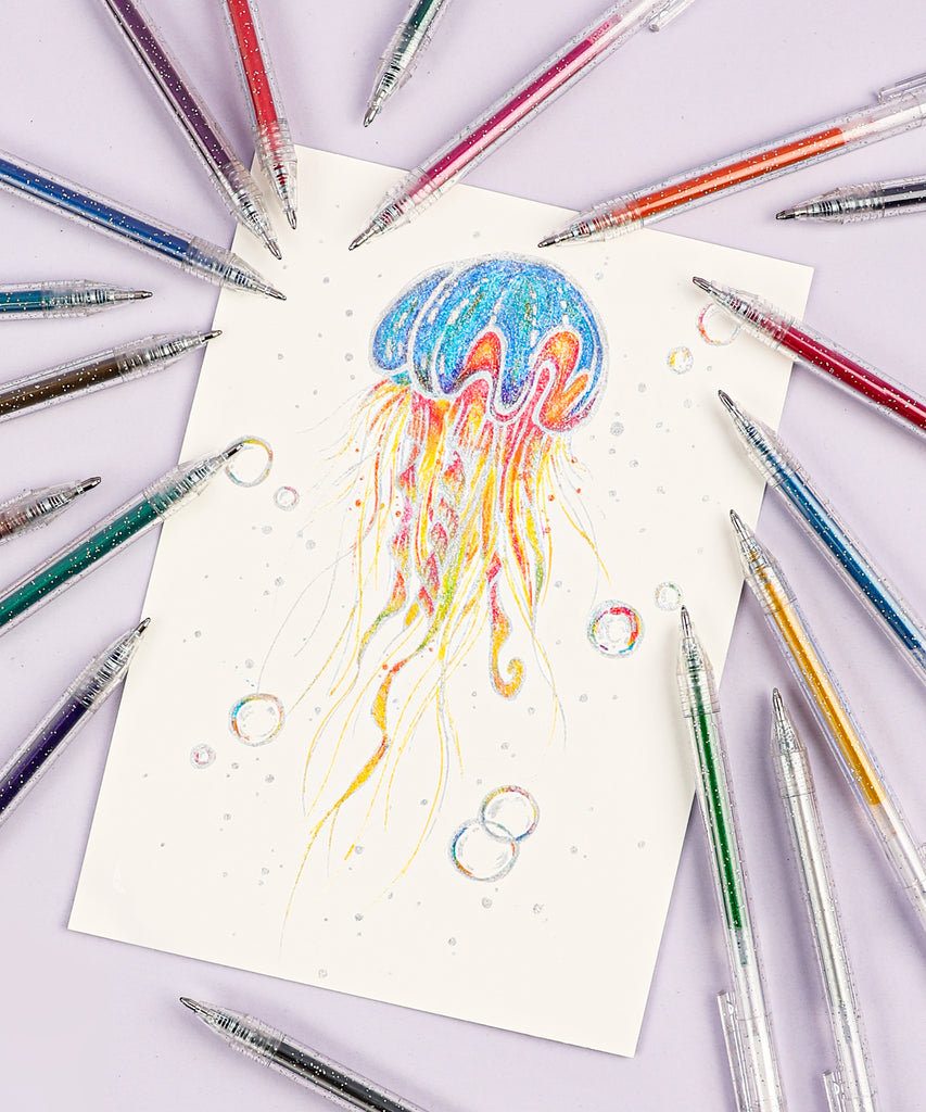 Retractable Glitter Gel Ink Pen Set Of 18 - Grabie®