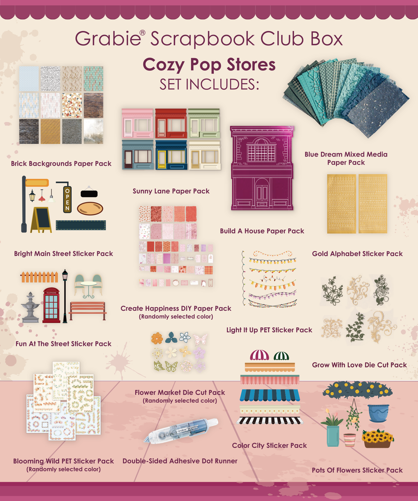 Cozy Pop Stores-Themed Grabie Scrapbook Club Box - Grabie®