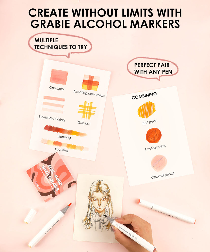 Dual-Tip Skin Tone Alcohol-Based Marker Set of 36 - Grabie®