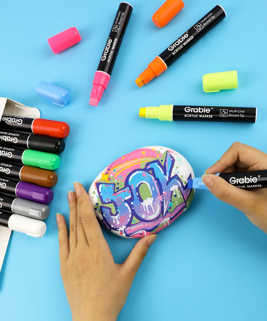 Broad Tip Acrylic Paint Marker Set Of 12 - Grabie®