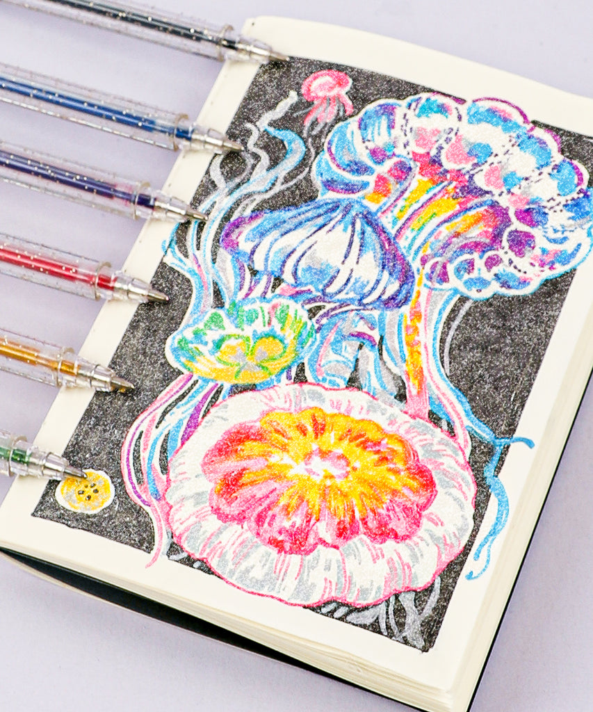 Capped Iridescent Glitter Gel Ink Pen Set Of 18 - Grabie®