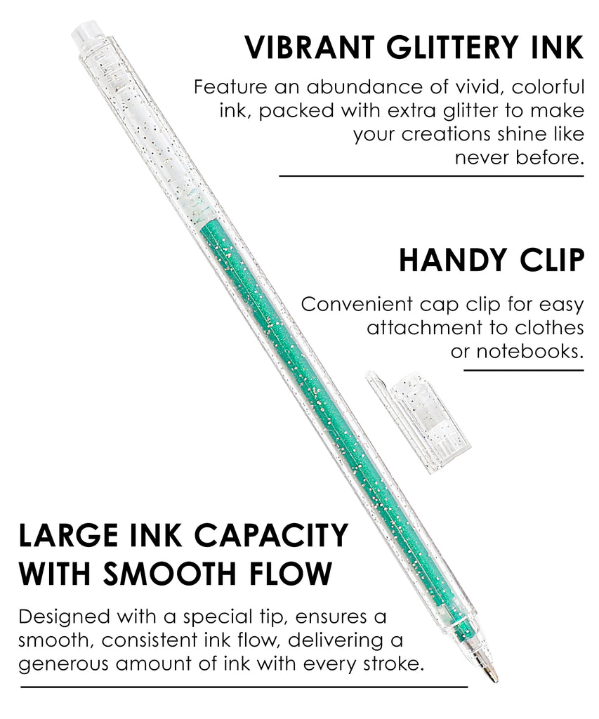 Capped Iridescent Glitter Gel Ink Pen Set Of 18 - Grabie®