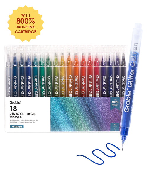 Jumbo Iridescent Glitter Gel Ink Pen Set Of 18 - Grabie®