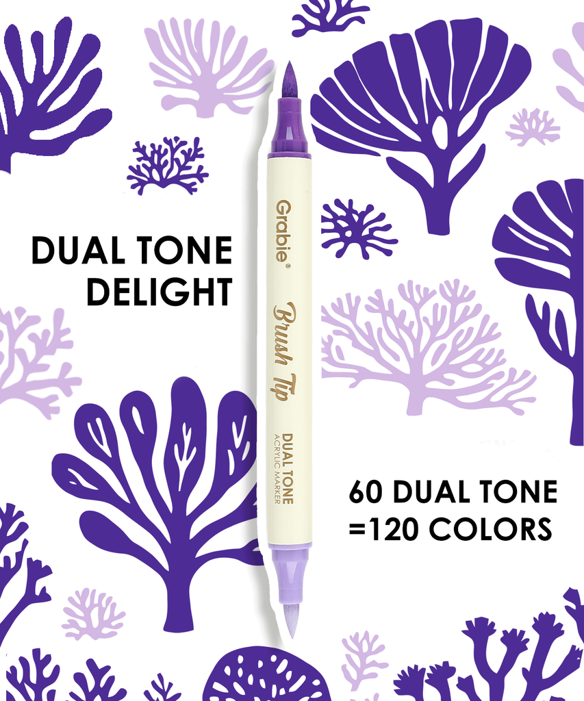 Grabie Dual Tone Brush Tip Acrylic Paint Marker Set of 60 - Acrylic ...