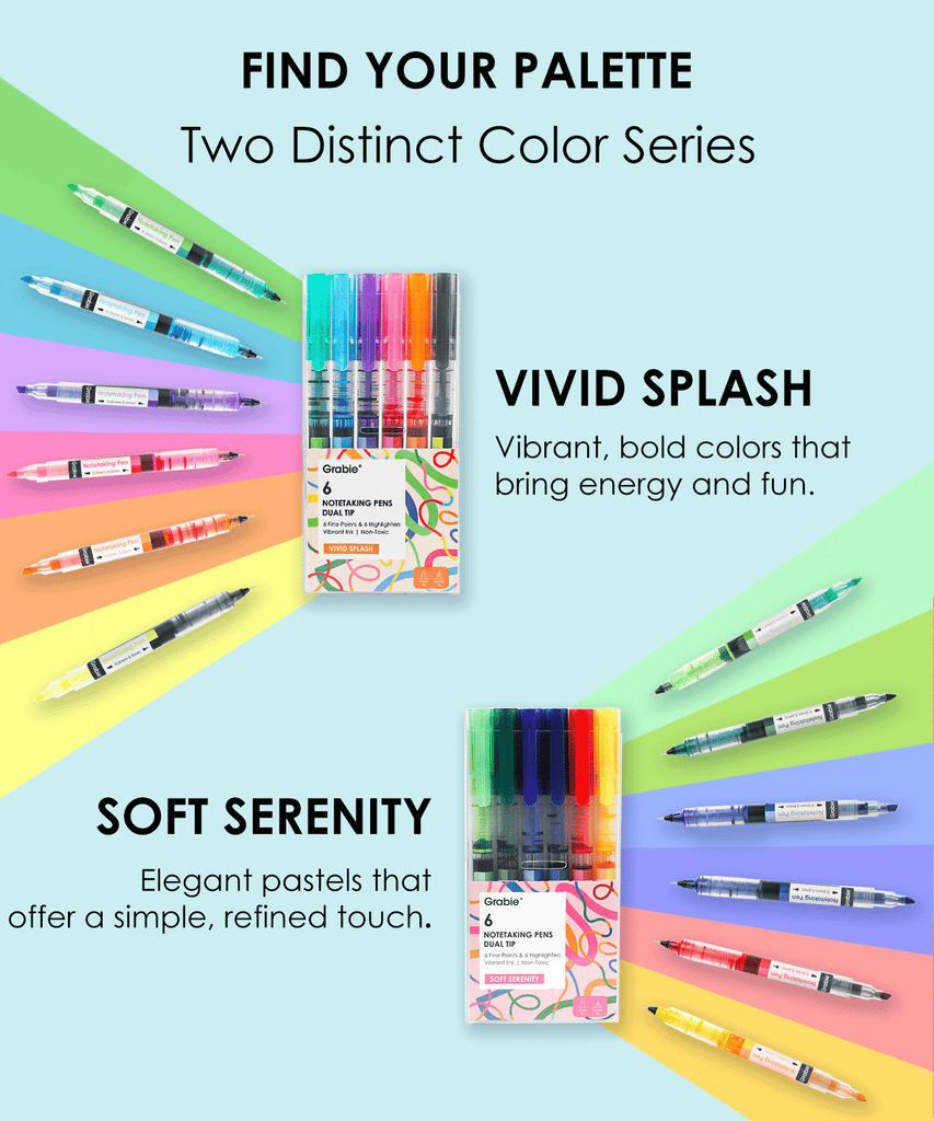 Grabie Dual-Tip Notetaking Pen Set Of 6 - Grabie, Grabie Stationery ...