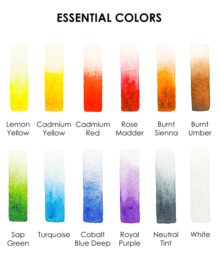 Watercolor Pocket Set of 12 - Essential Colors | Grabie Art Supplies ...