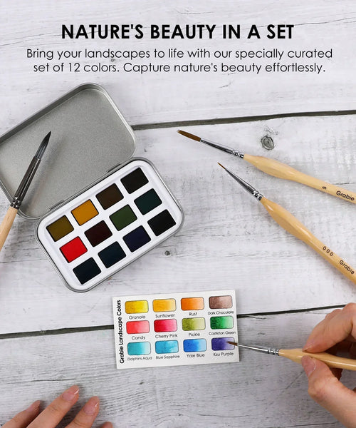 Watercolor Pocket Set of 12 - Landscape Colors | Grabie Art Supplies ...
