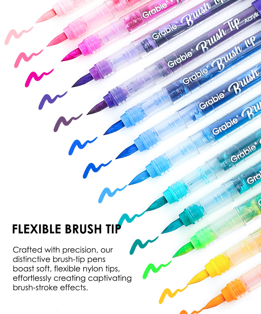 Easy-flow Brush Tip Acrylic Paint Marker Set Of 20 - Grabie®